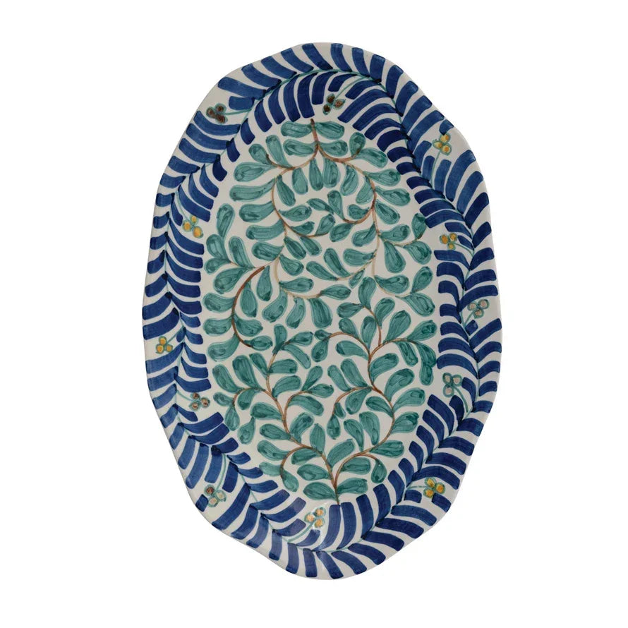 Hand-Painted Stoneware Platter with Vines Design – Marcel’s Culinary ...